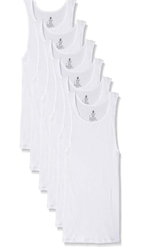 Hanes Mens White Tagless Tank Tops 6 Pack