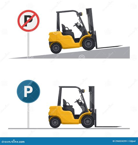 properly parking the forklift on flat surfaces and not on slopes