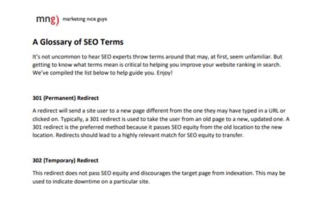 Glossary Of Seo Terms Free Download Marketing Nice Guys