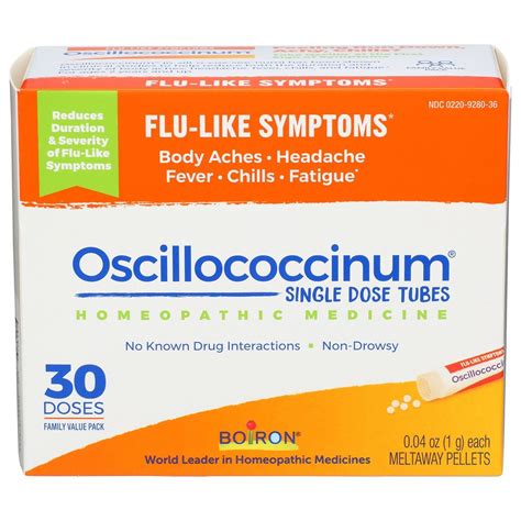 Boiron Flu Like Symptoms Oscillococcinum Pellets 30 Count