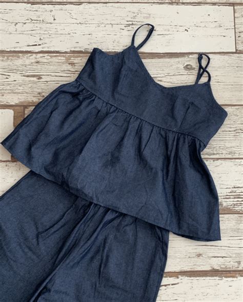 끈 조절👌세트 이염적은 데님 끈 나시 뷔스티에 블라우스 밴딩 와이드 팬츠 휴양지룩 에이블리