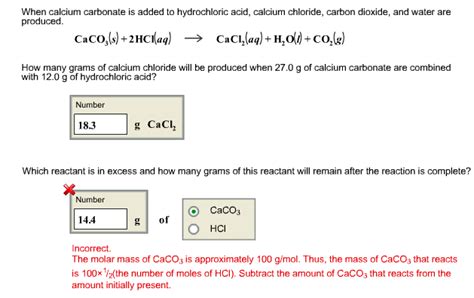 Solved Which Reactant Is In Excess And How Many Grams Of The