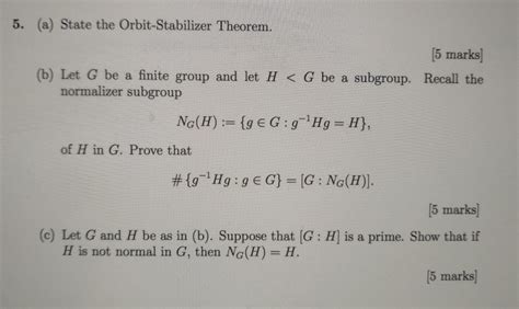 Solved 5 A State The Orbit Stabilizer Theorem 5 Marks