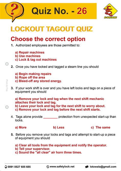 Osha Lockout Tagout Quiz At Vincent Flora Blog