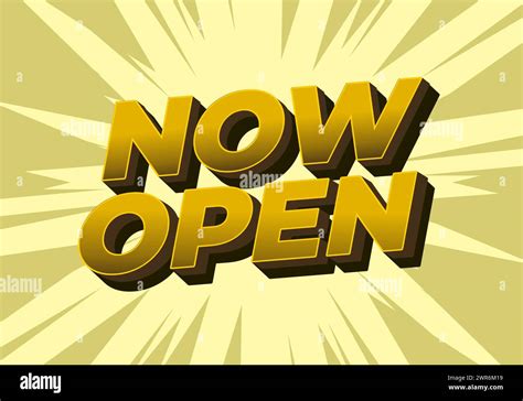 Now Open Text Effect Design In Yellow Color With 3 Dimension Style