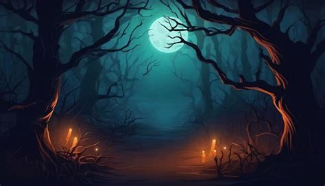 Premium Photo Background For Halloween Dark Mysterious Forest On A