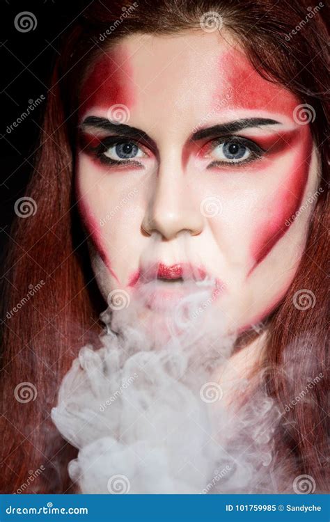 Beautiful Devil Girl With Professional Make Up Fashion Art Design