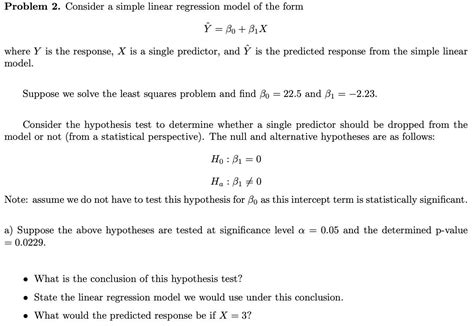 Solved Problem 2 Consider A Simple Linear Regression Model
