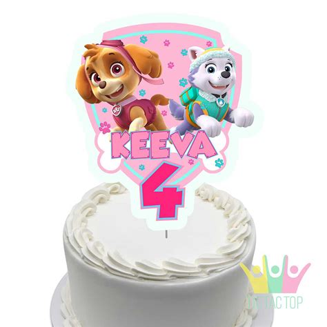 Paw Patrol Skye And Everest Personalised Cake Topper