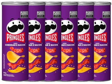 Kit Batata Pringles Cheddar E Bacon 105g 6 Unidades Pringles