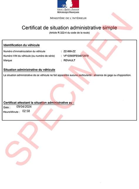 Certficat De Situation Administrative Simple à Imprimer