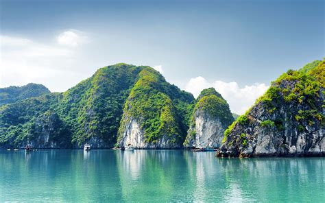 Vietnam Bahía De Yalong Océano Azul Reflejo Avance