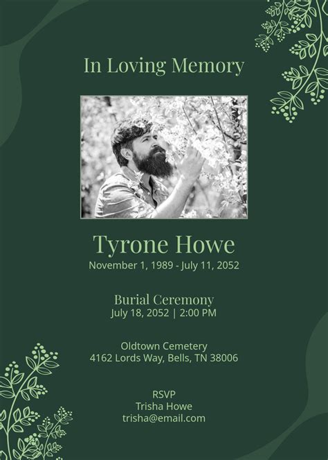 Free Burial Invitation Templates Editable And Printable