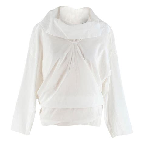 Loewe Button Back Asymmetric White Blouse Size Estimated Sm For Sale