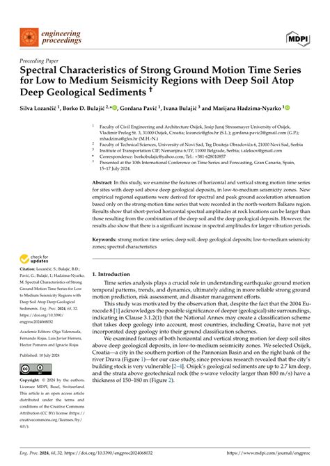 Pdf Spectral Characteristics Of Strong Ground Motion Time Series For
