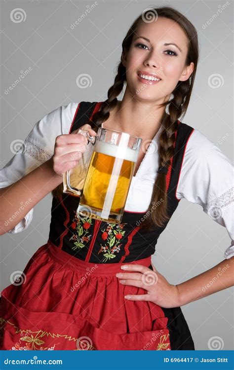 Woman Drinking Beer Stock Image Image Of Pretty German 6964417