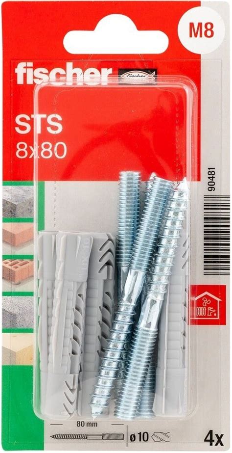 Комплект (4 штуки) Fischer из сантехнической шпильки STS с резьбой М8 ...