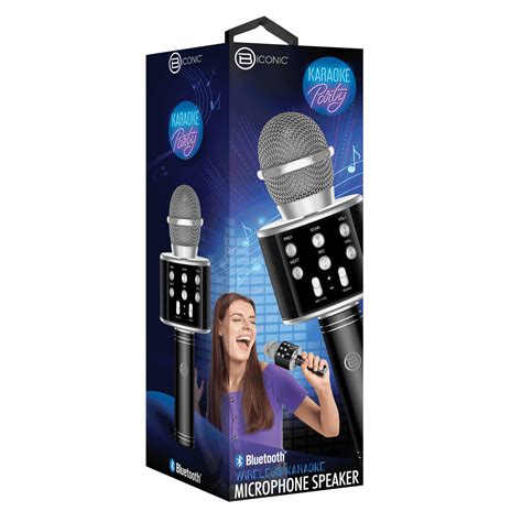 Bytech Biconic Bluetooth Wireless Karaoke Microphone Speaker Colour Light Grey Rossy