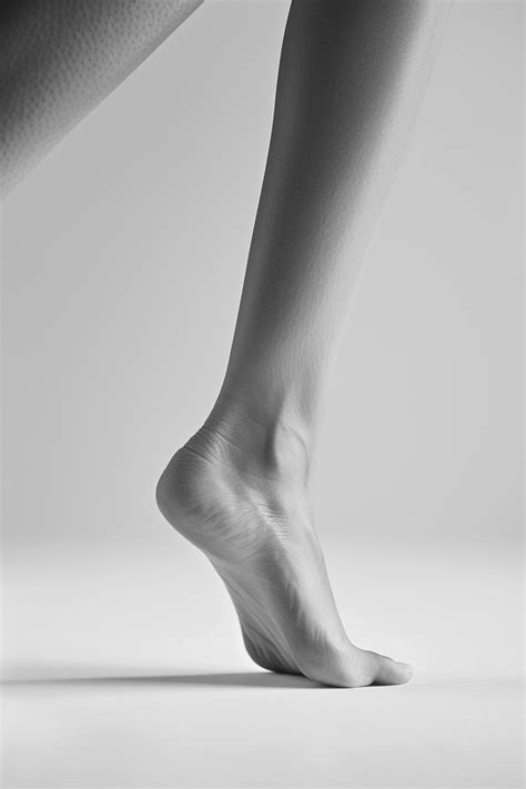 Mohiko A Beautiful Female Leg Barefoot Standing En Pointe Like