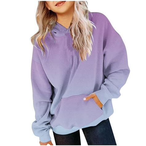 Dazeni Fashion Oversized Hoodies For Teen Girls Trendy Gradient Color