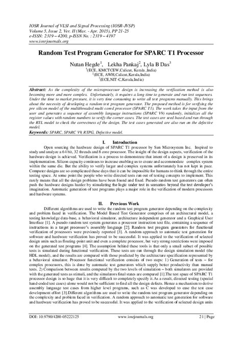 Pdf Random Test Program Generator For Sparc T1 Processor