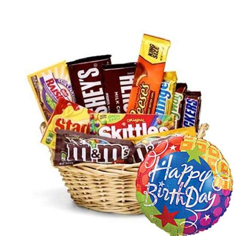 Happy Birthday Candy Basket And Balloon At Send Flowers