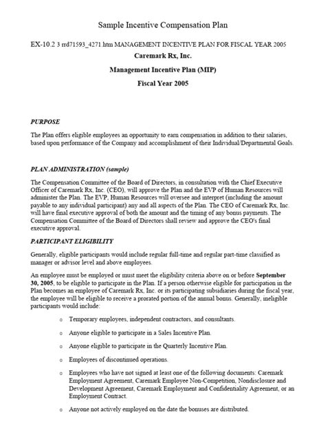 Incentive Plan Template Pdf