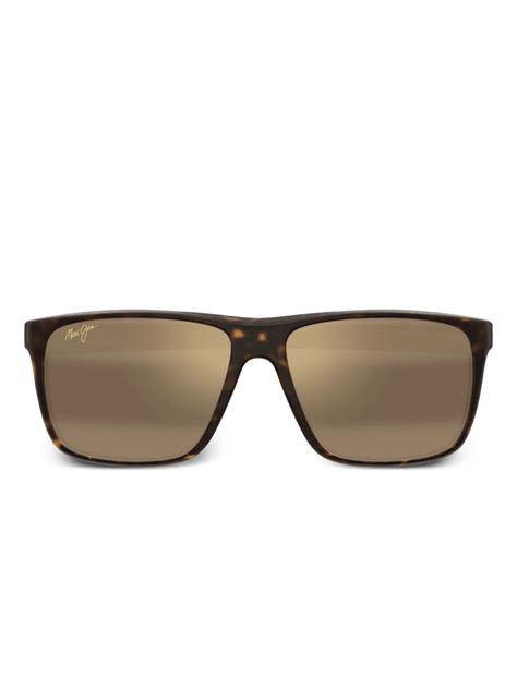 Maui Jim Square Frame Sunglasses Brown Farfetch Uk