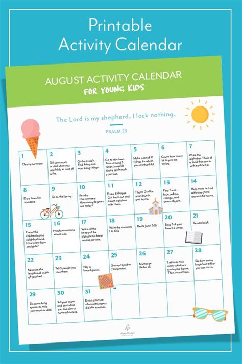 August Activity Calendar