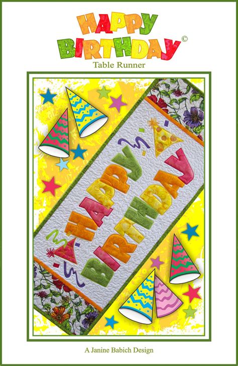Happy Birthday Table Runner Downloadable Pattern Quilting Books