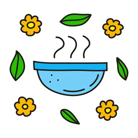 Doodle Bowl With Flowers And Leaves Around 22515246 Vector Art At Vecteezy