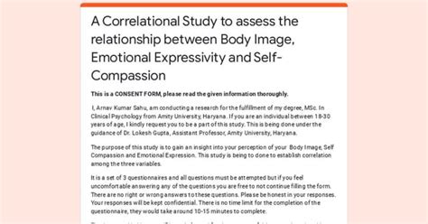 Study On Body Image Emotional Expressivity And Self Compassion In