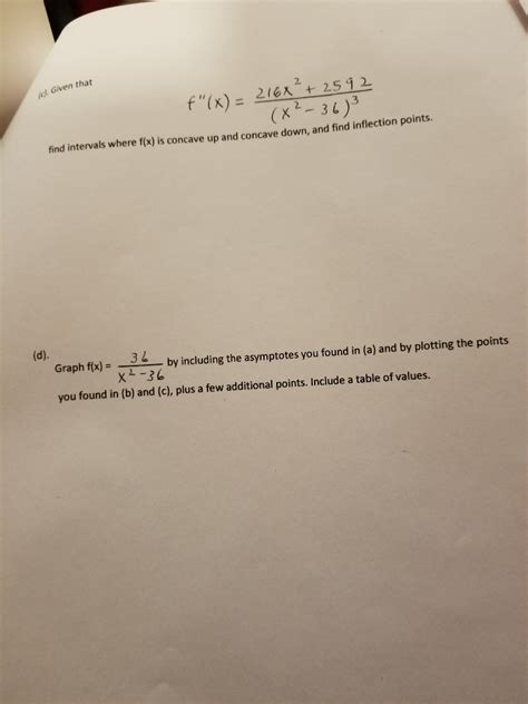 Solved B Find Intervals Where Fx Is Concave Up And