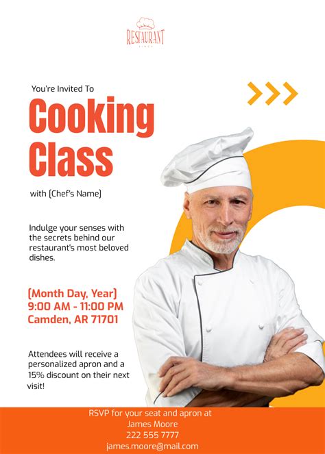 Free Restaurant Cooking Class Invitation Template To Edit Online