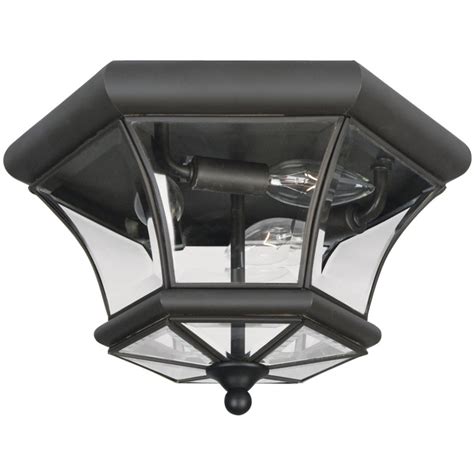 3 Light Bronze Ceiling Light Fixture With Clear Beveled Glass Shade