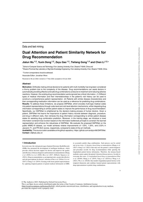 Pdf Dual Attention And Patient Similarity Network For Drug Recommendation
