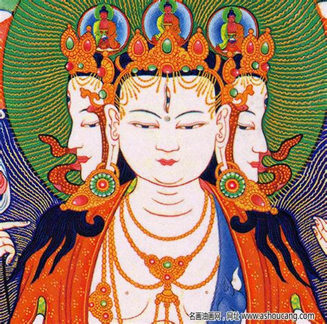 唐卡 不空绢索观世音 高清大图下载 名画油画网