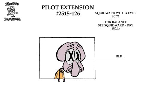 Spongebob Production Art Squidward With X Eyes Model Sheet After The Water
