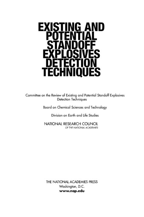 Front Matter Existing And Potential Standoff Explosives Detection Techniques The National