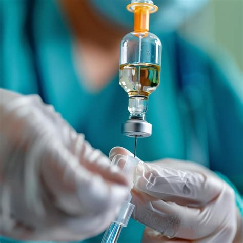 Premium Photo Closeup Of A Nurse Preparing An Iv Drip Focusing On The
