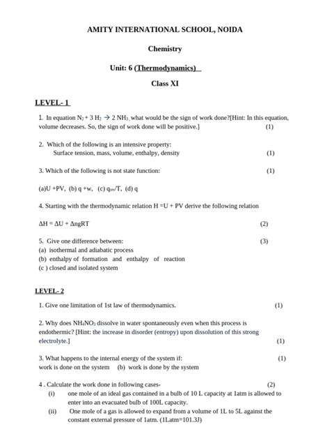 Xi Assignment Ch 6 Pdf Enthalpy Chemical Reactions