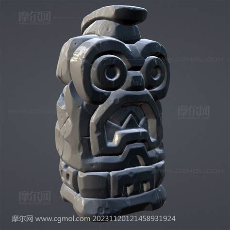 怪异的石头雕像blender模型 雕塑展品模型下载 摩尔网cgmol