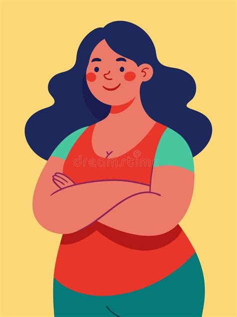 The Cartoon Depicts A Woman Standing With Her Arms Folded Stock