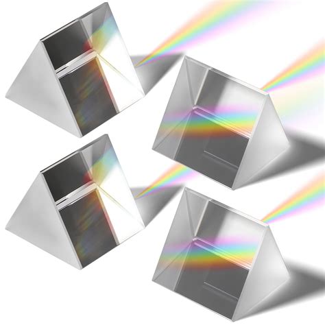 Worgeous 4 Pcs Optical Glass Prism For Teaching And Research Clear