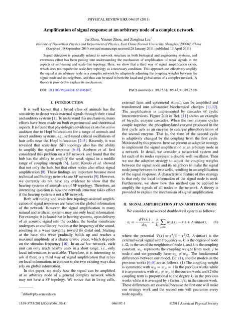 Pdf Amplification Of Signal Response At An Arbitrary Node Of A