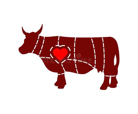 Love Cow Cutting Meat Butcher Manual Butchering Beef Carcasses Stock