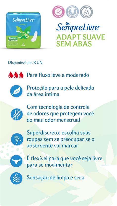 Absorvente Sempre Livre® Especial Adapt® Suave Sem Abas Sempre Livre