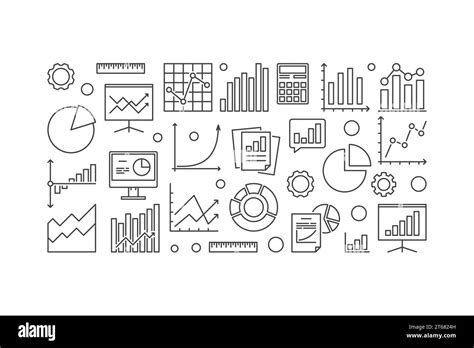 Business Analysis And Research Vector Outline Concept Illustration Or