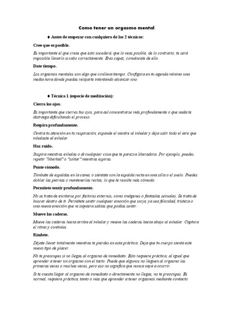 Como Tener Un Orgasmo Mental Pdf Orgasmo Sicología
