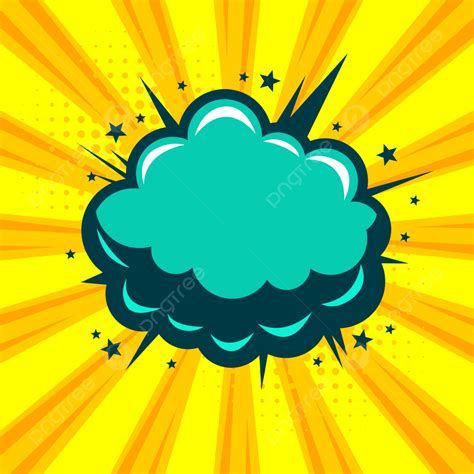 Trendy Cloud Cartoon On Burst Background Pop Art Style Trendy Cloud Cartoon Background Image